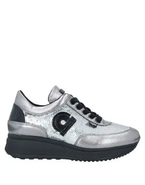RUCOLINE Leather Metallic Wedge Sneakers - Grey