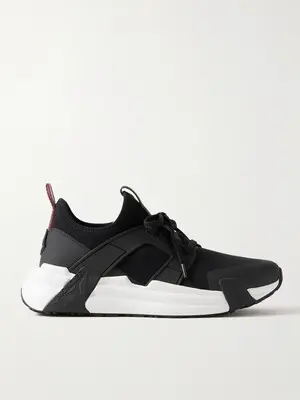 Moncler Lunarove Rubber And Leather-trimmed Sneakers - Black