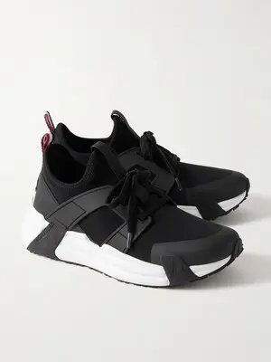 Moncler Lunarove Rubber And Leather-trimmed Sneakers - Black