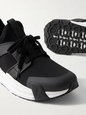 Moncler Lunarove Rubber And Leather-trimmed Sneakers - Black