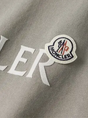 Moncler Logo-flocked Appliquéd Cotton-jersey T-shirt - Brown