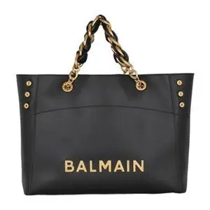 Balmain 1945 Soft Leather Tote Bag - Black