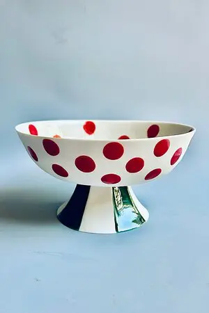 KAASE ATELIER Dots & Stripes Handmade Fine Porcelain Medium - Red