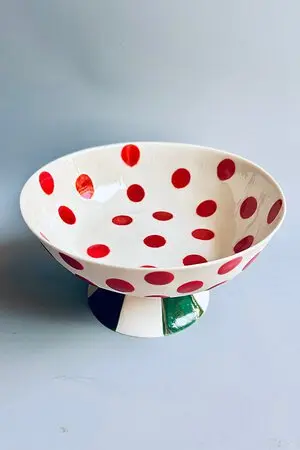KAASE ATELIER Dots & Stripes Handmade Fine Porcelain Medium - Red