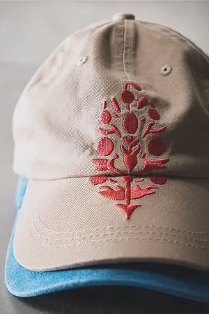 Free People Embroidered Baseball Cap - Sand/coral