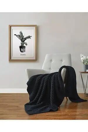 Free People Sunday Citizen Waffle Snug Throw - Black