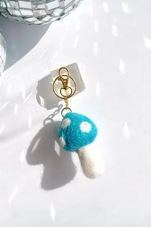 GOLDEN HOUR DESIGNS Felt Mushroom Keychain - Sky