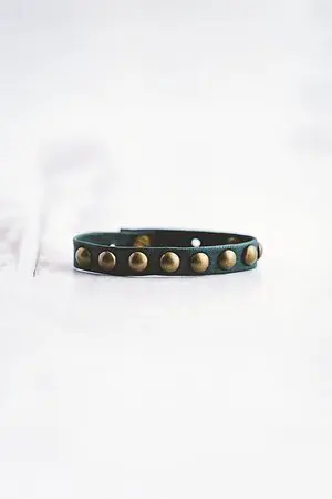 GIVING BRACELETS GIVING BRACELETS Antique Brass Dotty Leather Bracelet Blue