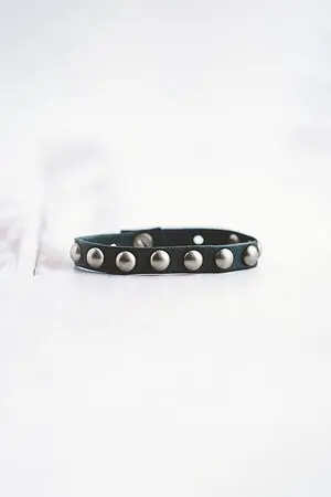 GIVING BRACELETS Giving Bracelets Brushed Silver Dotty Leather Bracelet Blue
