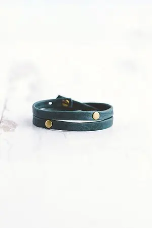 GIVING BRACELETS Giving Bracelets Antique Brass Double Warrior Wrap Bracelet Blue