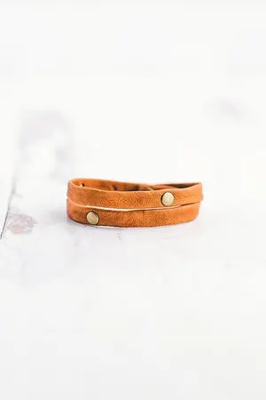 GIVING BRACELETS Antique Brass Double Warrior Wrap Bracelet - Rustic Brown