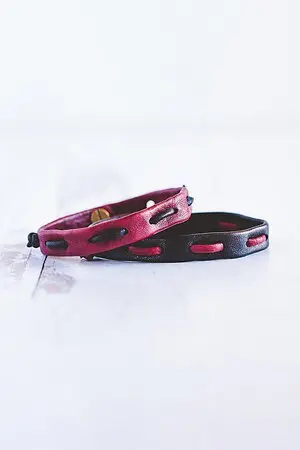 GIVING BRACELETS Leather Friendship Bracelet Pair - Red