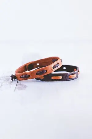GIVING BRACELETS Giving Bracelets Leather Friendship Bracelet Pair Rustic Brown