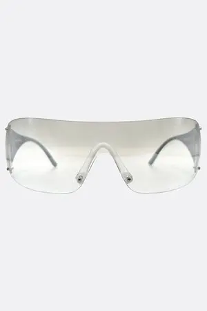 GIANT VINTAGE SUNGLASSES Giant Vintage Original Zipper Sporty Shield Sunglasses - Silver/flash