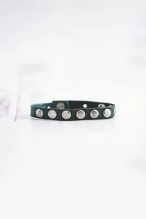 GIVING BRACELETS Brushed Silver Tribe Leather Bracelet - Blue Spruce