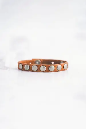 GIVING BRACELETS Brushed Silver Tribe Leather Bracelet - Rustic Brown