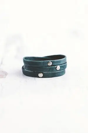 GIVING BRACELETS Giving Bracelets Brushed Silver Triple Warrior Wrap Bracelet Blue