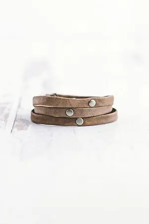 GIVING BRACELETS Giving Bracelets Brushed Silver Triple Warrior Wrap Bracelet Grey