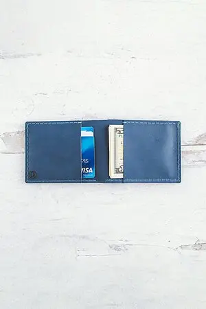 GIVING BRACELETS Leather Bifold Wallet - Blue