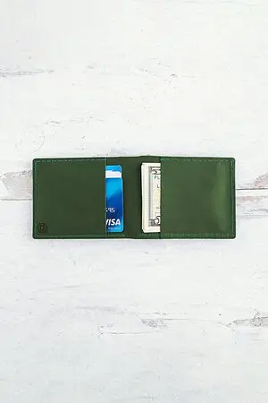 GIVING BRACELETS Leather Bifold Wave Wallet - Green