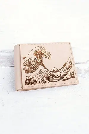 GIVING BRACELETS Leather Bifold Wave Wallet - Natural