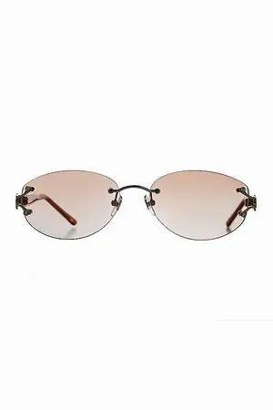 SUNGLASS MUSEUM Vintage Oval Sunglasses With Rhinestone Detail - Brown