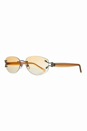 SUNGLASS MUSEUM Sunglass Museum Vintage Oval Sunglasses With Rhinestone Detail Orange