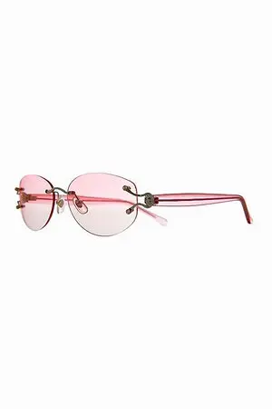 SUNGLASS MUSEUM Sunglass Museum Vintage Oval Sunglasses With Rhinestone Detail Pink