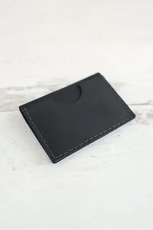 GIVING BRACELETS Leather Card Wallet - Black
