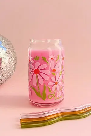 GOLDEN HOUR DESIGNS Falling Petals Glass Cup - Rose