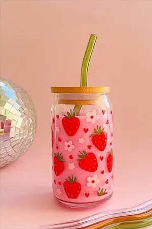GOLDEN HOUR DESIGNS Strawberry Dreams Glass Cup