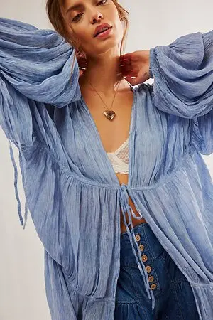 Free People Juliet Duster Faded Denim