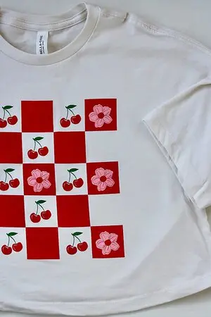 OVERSEASONED Cherry Picnic Crop Tee