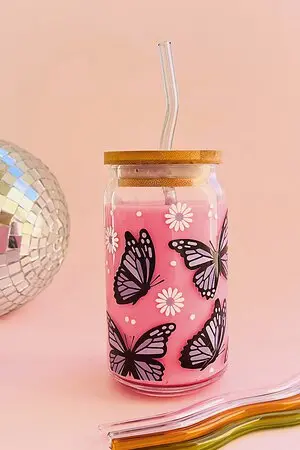 GOLDEN HOUR DESIGNS Butterfly Glass Cup - Lavender