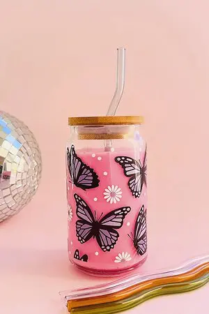 GOLDEN HOUR DESIGNS Butterfly Glass Cup - Lavender