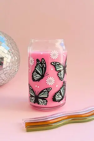 GOLDEN HOUR DESIGNS Butterfly Glass Cup - Sky