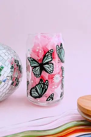 GOLDEN HOUR DESIGNS Butterfly Glass Cup - Sky