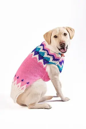 CHILLY DOG Ski Bum Fairisle Dog Sweater - Pink