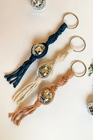 I WOULD RATHER KNOT Macramé Disco Ball Car Charm - Neutral