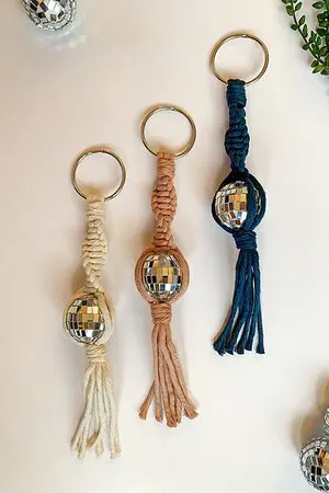 I WOULD RATHER KNOT Macramé Disco Ball Car Charm