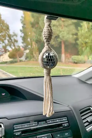 I WOULD RATHER KNOT Macramé Disco Ball Car Charm