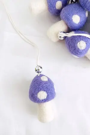 GOLDEN HOUR DESIGNS Felt Mushroom Ornament Set - Lavender