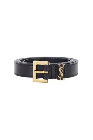 Saint Laurent Skinny Cassandre Long Belt - Nero