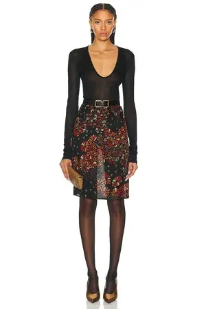 Saint Laurent Plunge Neck Sheer Top