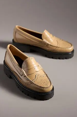 G.H.BASS Weejuns Whitney Brogue Loafers - Tan