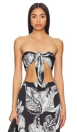 Rococo Sand X Bandeau Top - Black & White Floral