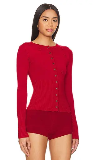 Frankies Bikinis Lenon Cloud Knit Sweater - Red Velvet