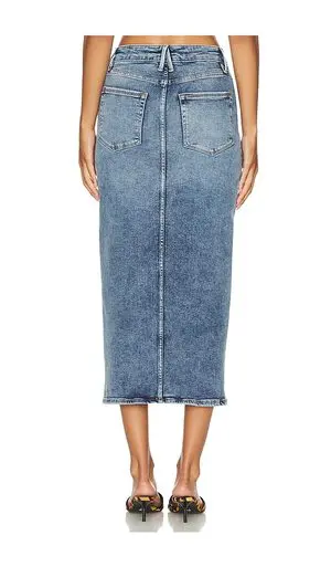 Good American Slit Front Midi Denim Skirt