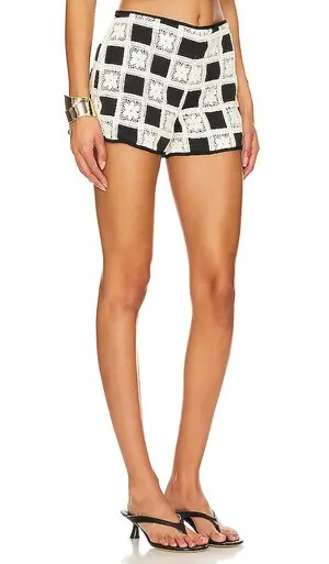 Tularosa Crochet Knit Plaid Shorts