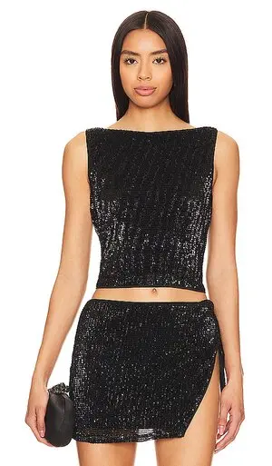LOVERS AND FRIENDS Selma Sequin Top - Black